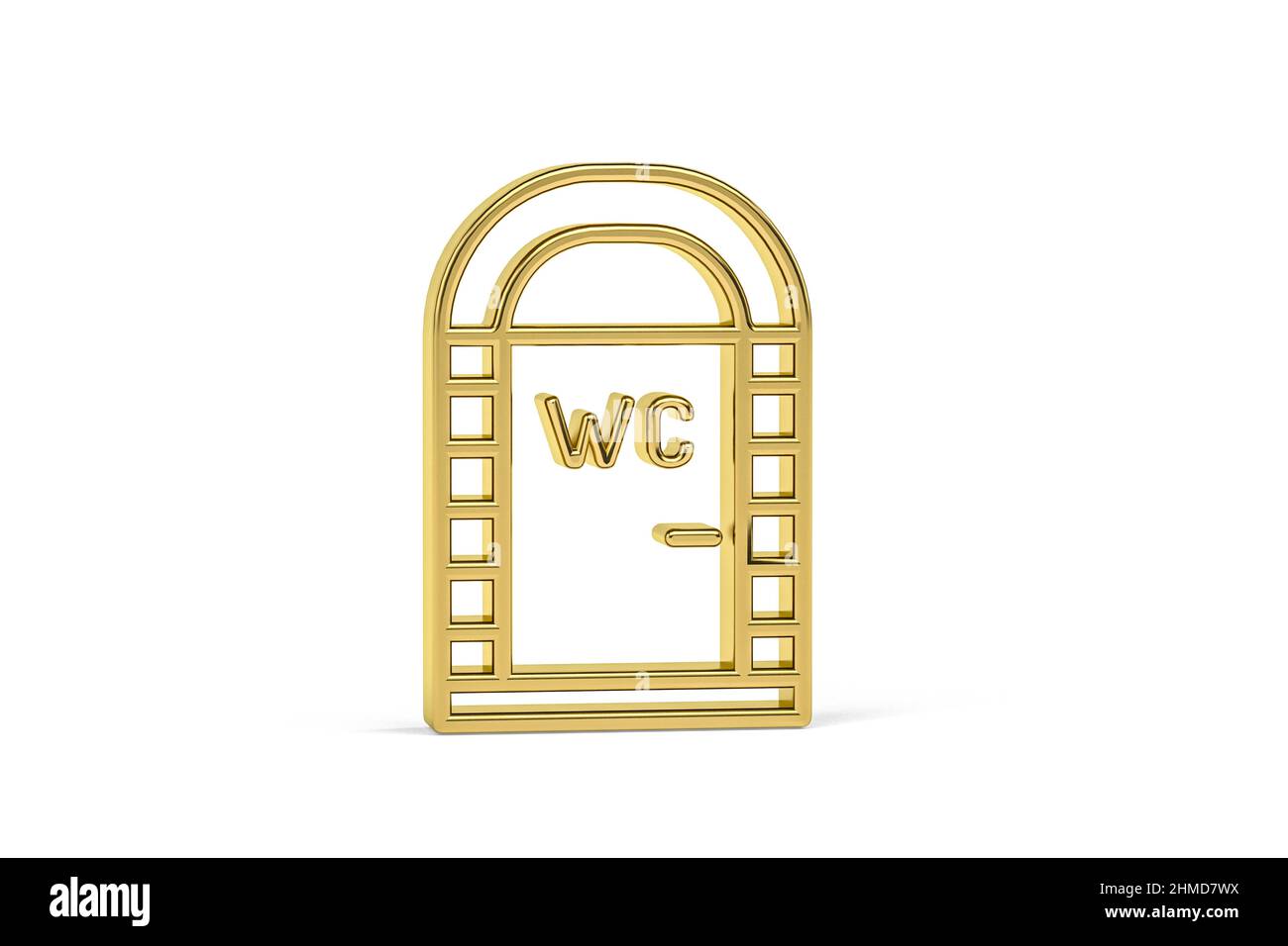 Golden 3d portable toilet icon isolated on white background - 3d render ...