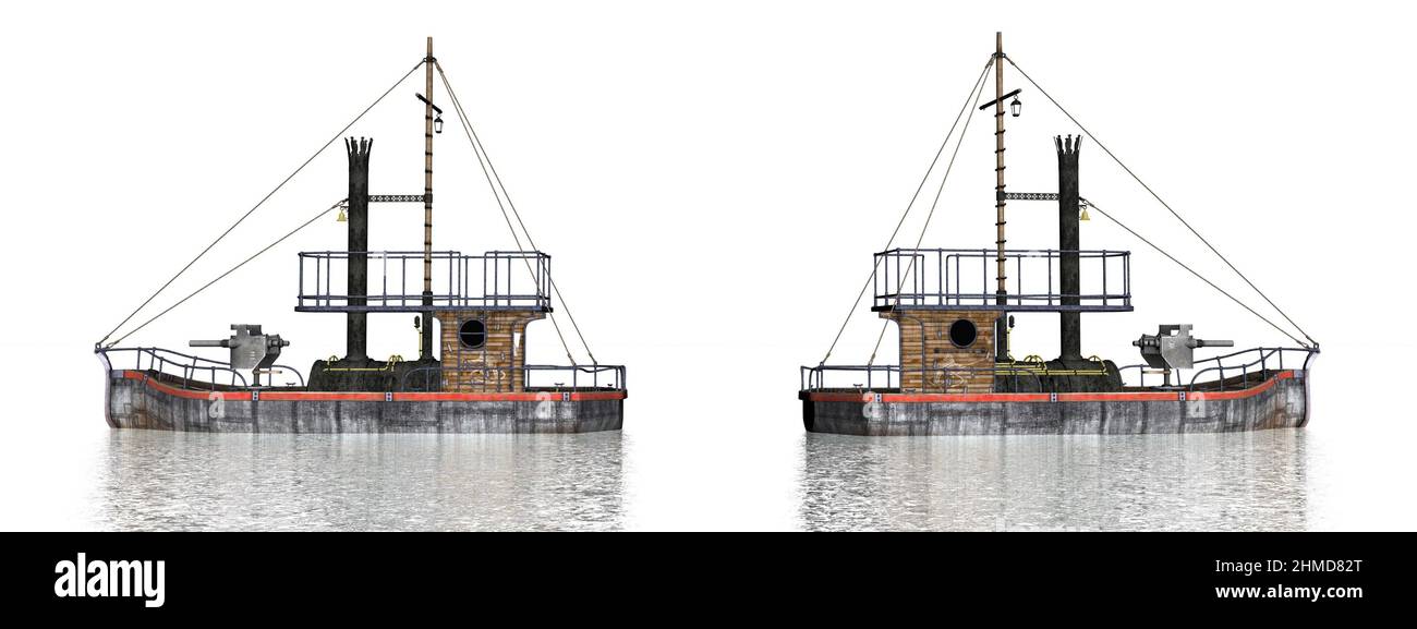 Two patrol boats on the water - 3D render Stock Photo - Alamy