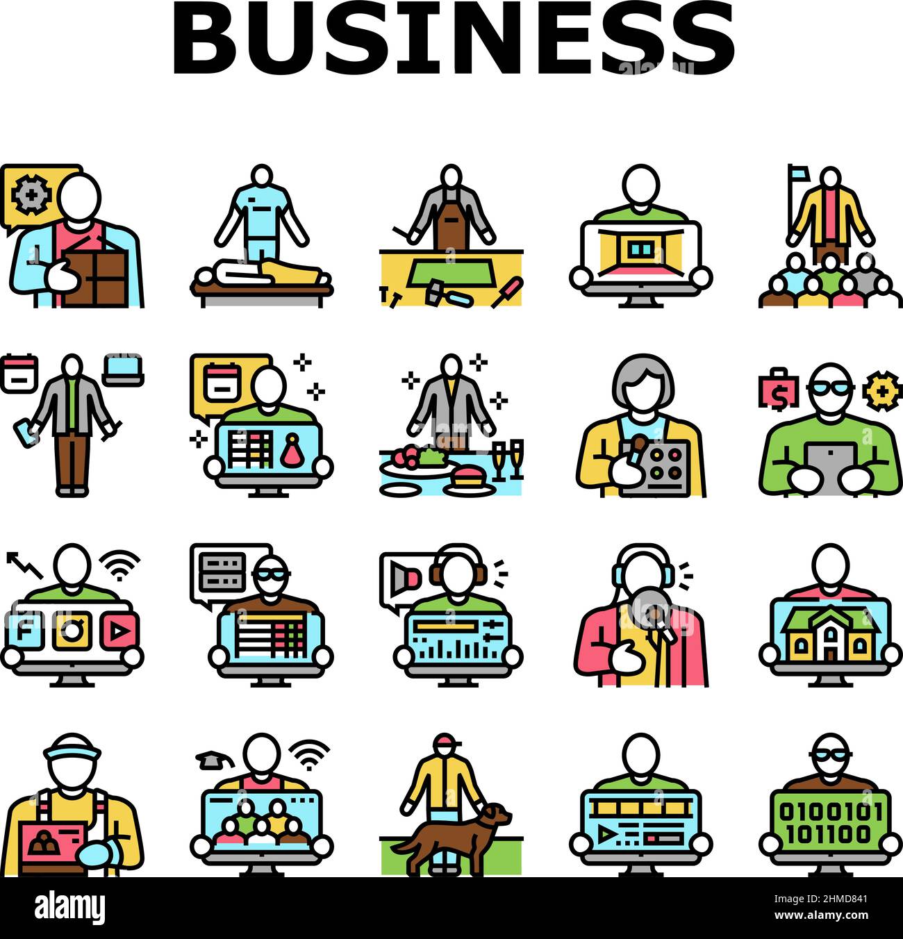 Small Business Entrepreneur Job Icons Set Vector Stock Vector Image ...