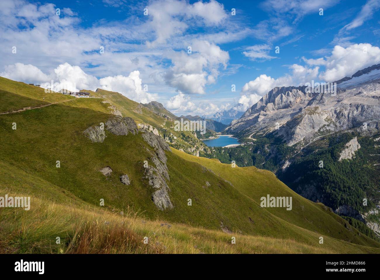 The beautiful mountain landscape of Dolomites with the Marmolada massif ...
