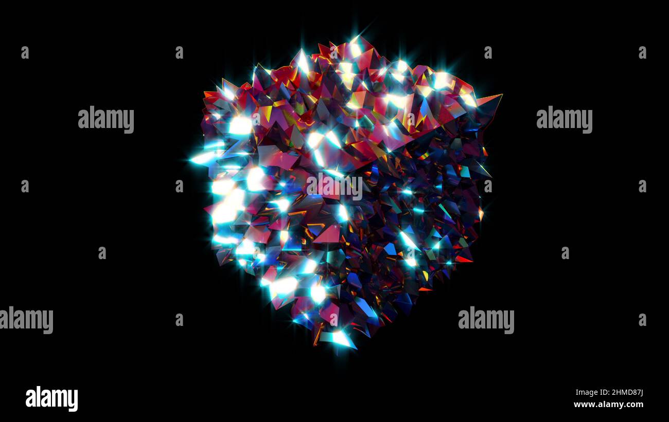 Geometric abstract crystal with futuristic 3d render bright gradient ...