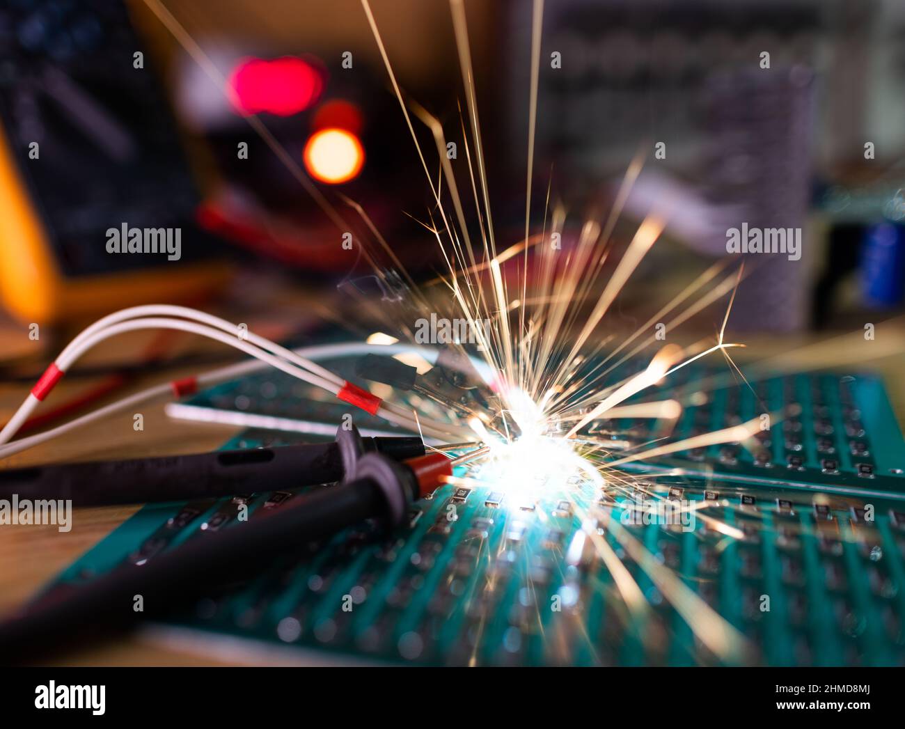 A dark green electronic printed circuit chip for TFT, with bright multi ...