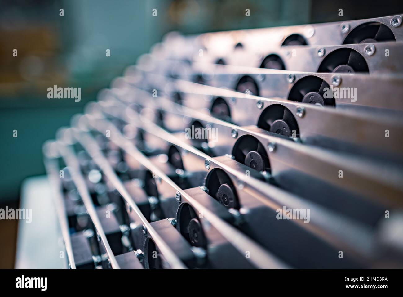 Cold shiny metal parts with thin cables for modern TFT displays on a ...