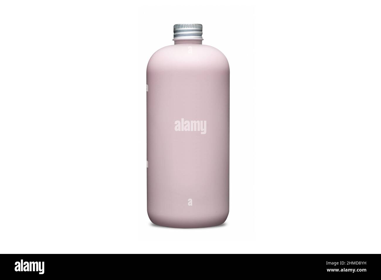 Pink bottle with metal aluminum cap isolated on white background ...