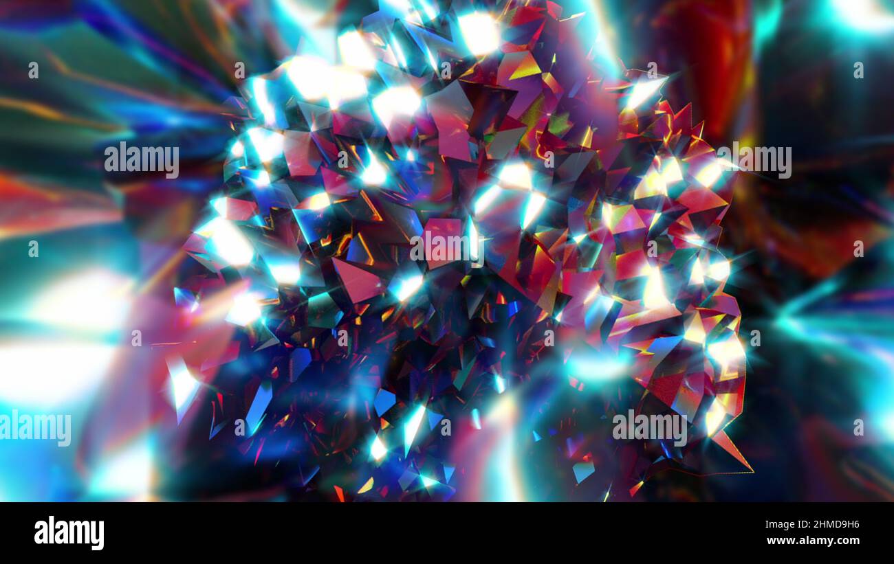 Geometric abstract crystal with futuristic 3d render bright gradient ...