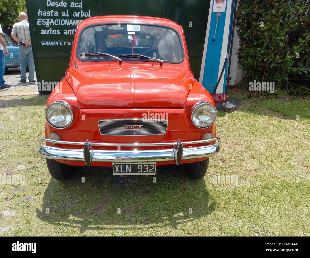 red Fiat 600 sedan two door rear engined unibody circa 1970s. CADEAA ...