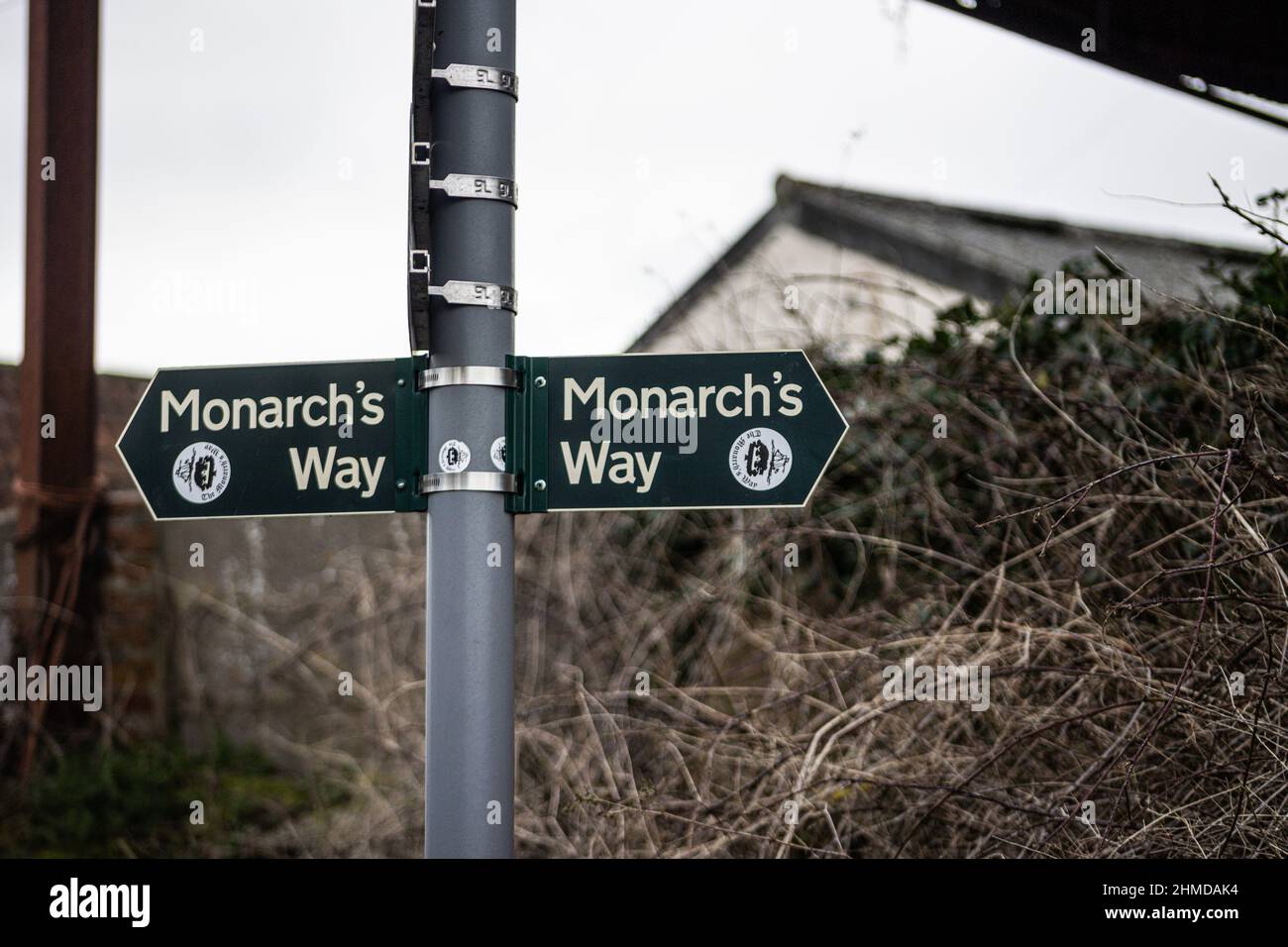 The Monarch's Way route on a sign, showing the direction to in Winford ...