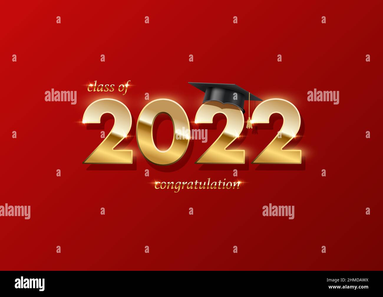 Class of 2022 congratulation, greeting card vector illustration. 2022 ...