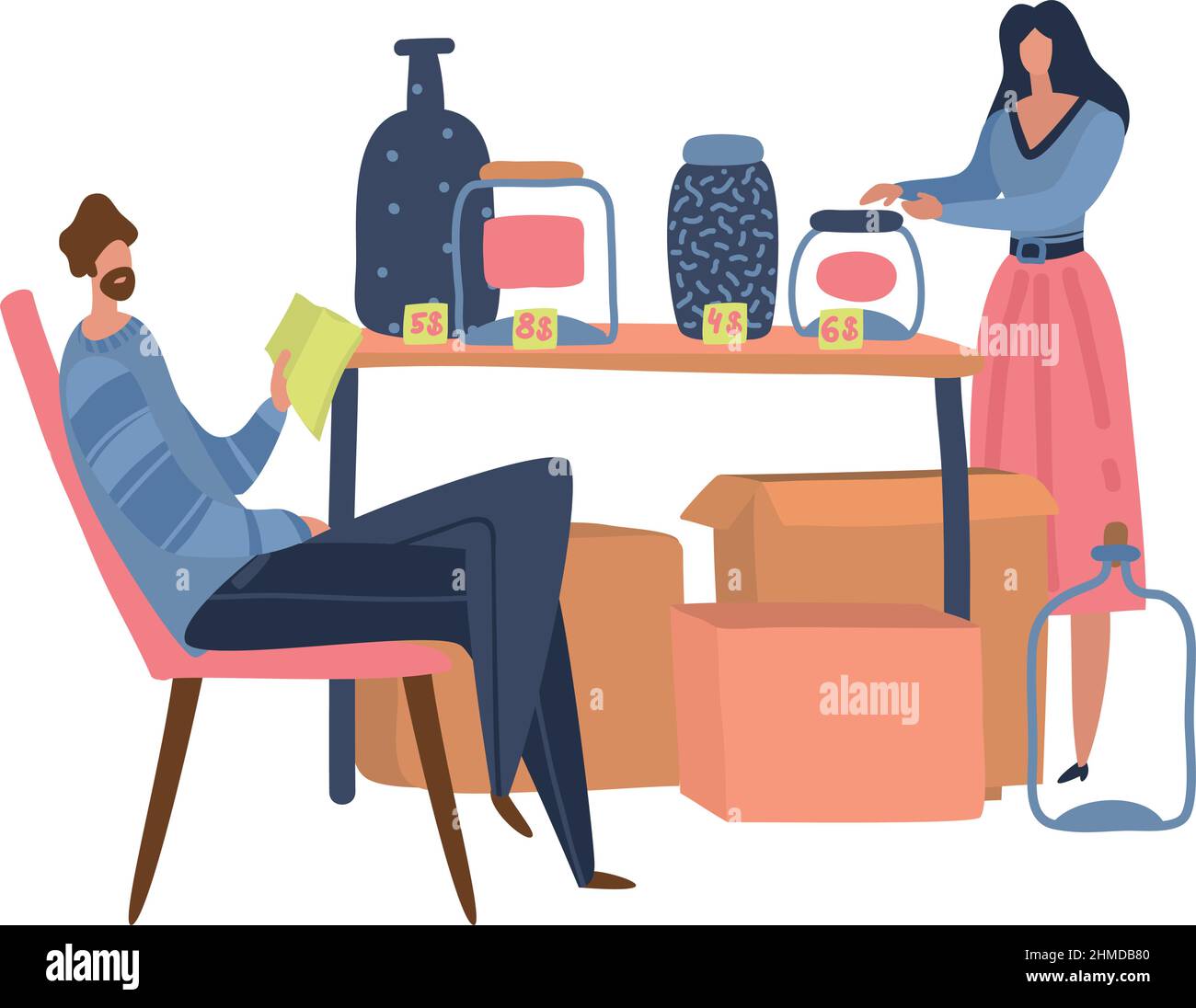 Vintage market seller trading Stock Vector Images - Alamy