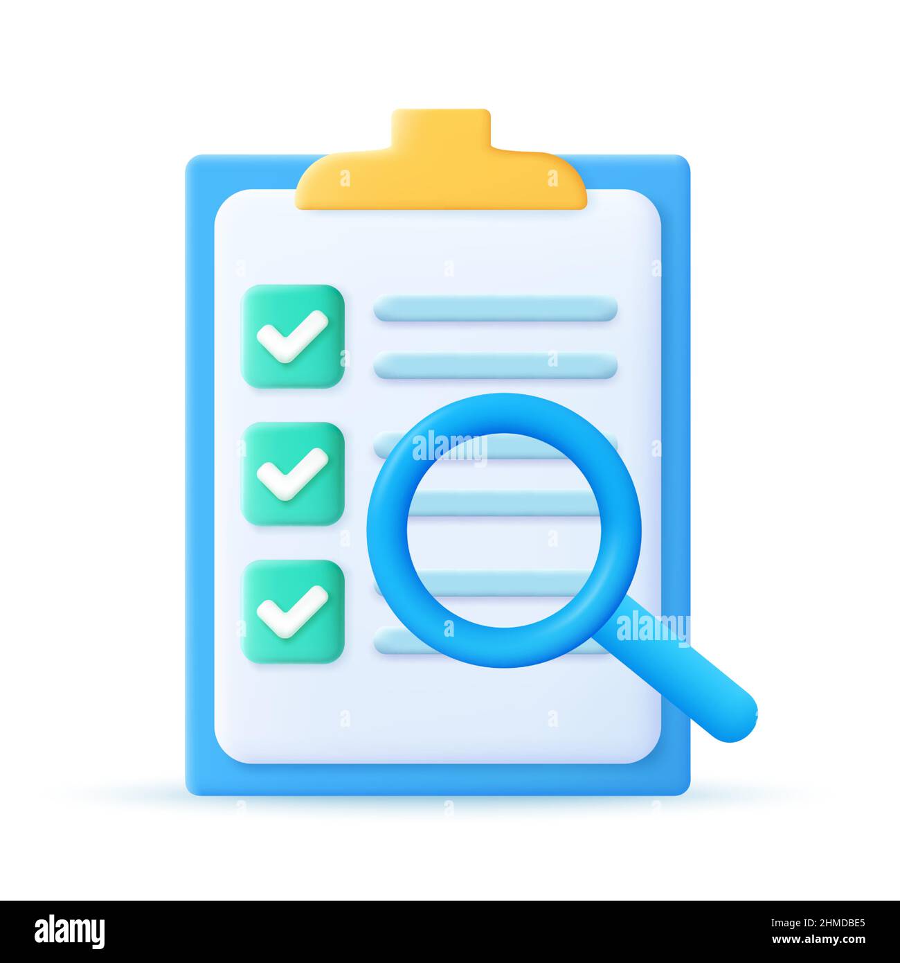 Magnifying glass on list Stock Vector Images - Alamy