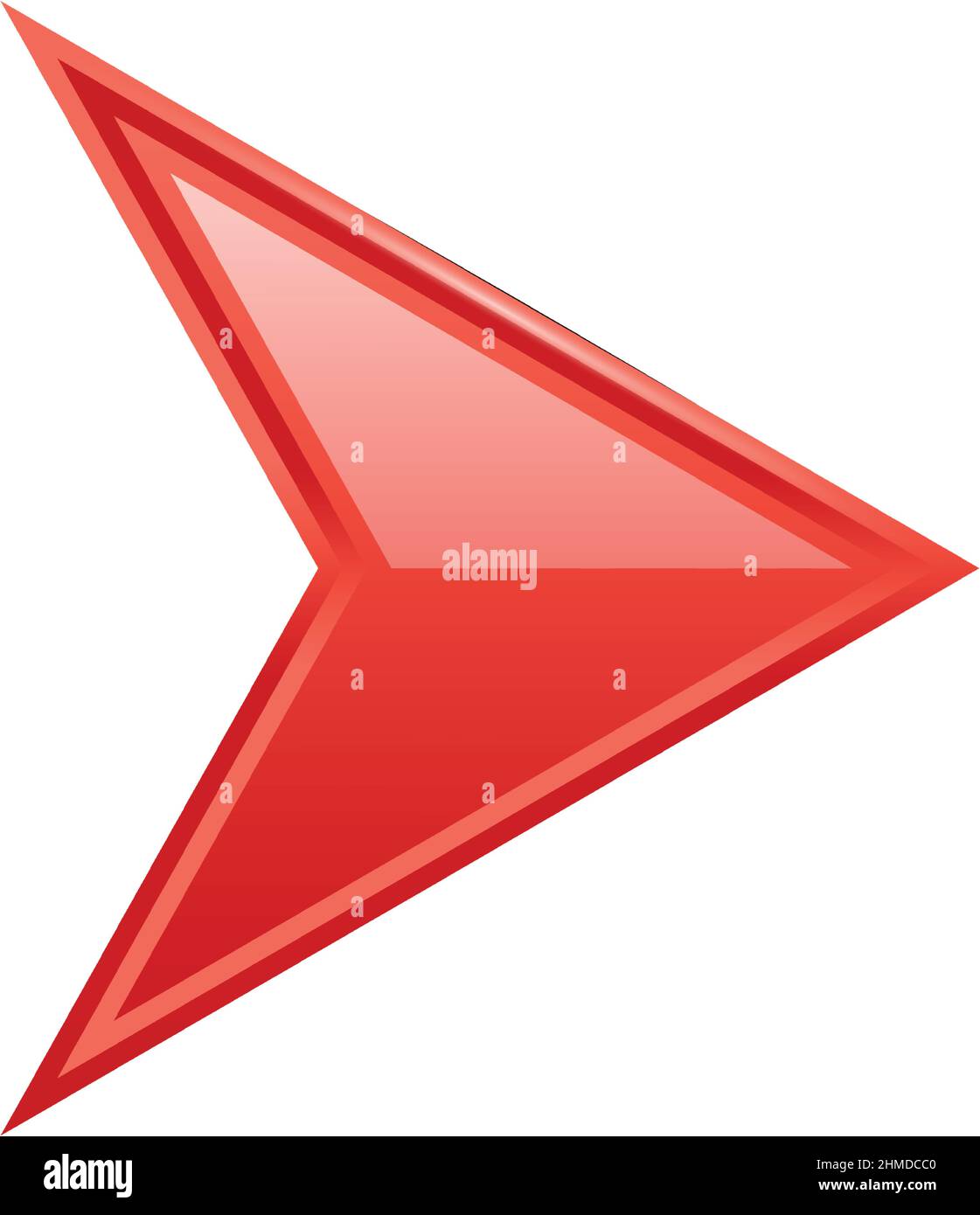 Pointy red arrow. Triangular glossy shape element Stock Vector Image ...