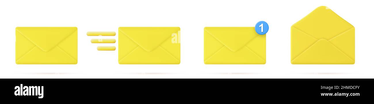 3d closed mail envelope icon set Stock Vector Image & Art - Alamy