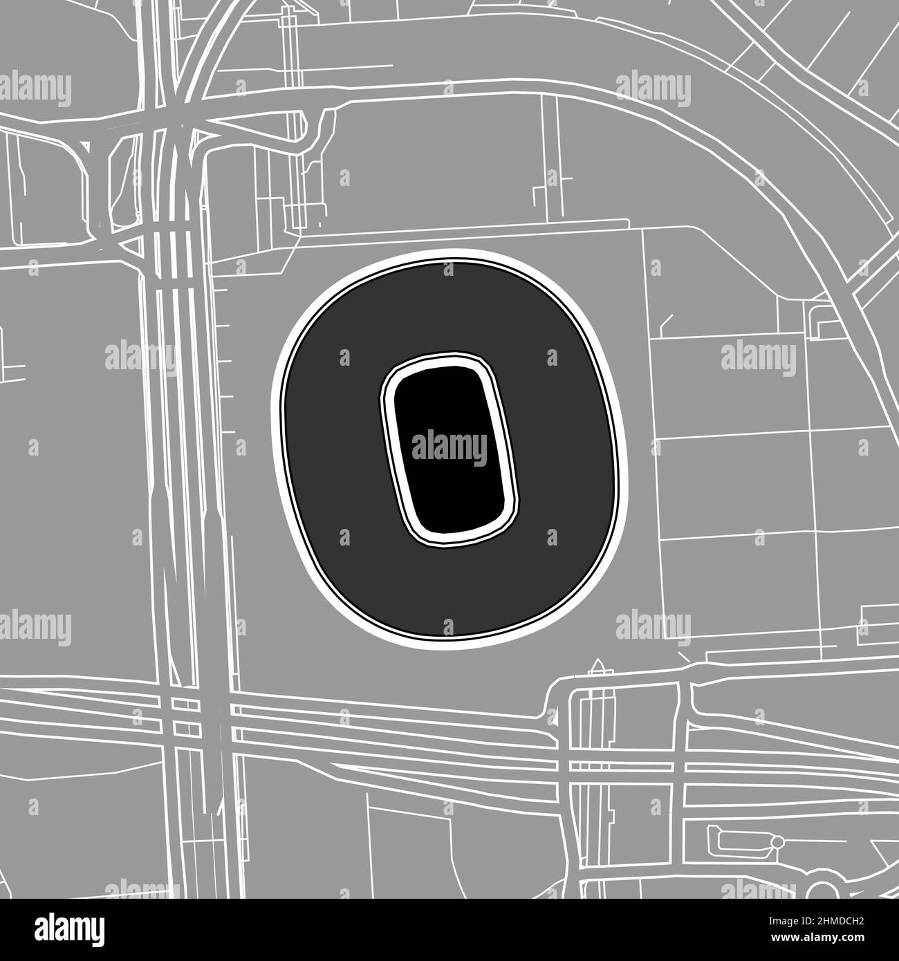Saint-Denis, Baseball MLB Stadium, outline vector map. The baseball ...