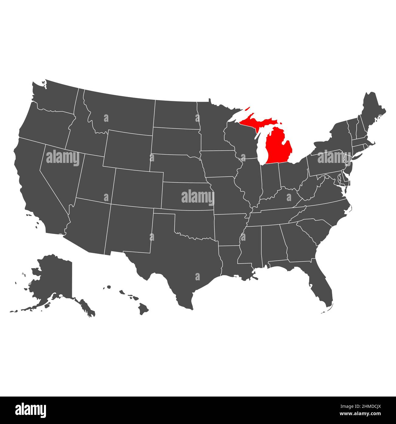 Michigan vector map. High detailed illustration. Country of the United ...
