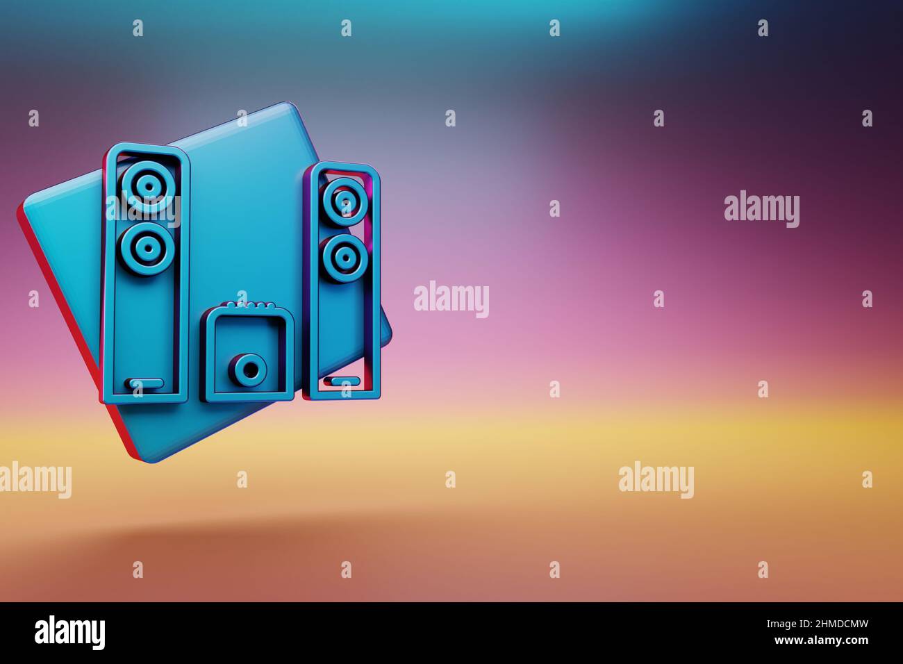 Sound System with Big Speakers icon. Beautiful Blue Sound System with ...