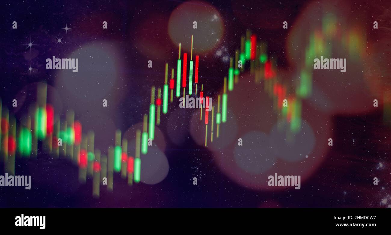 Technical price graph and indicator, red and green candlestick chart on ...