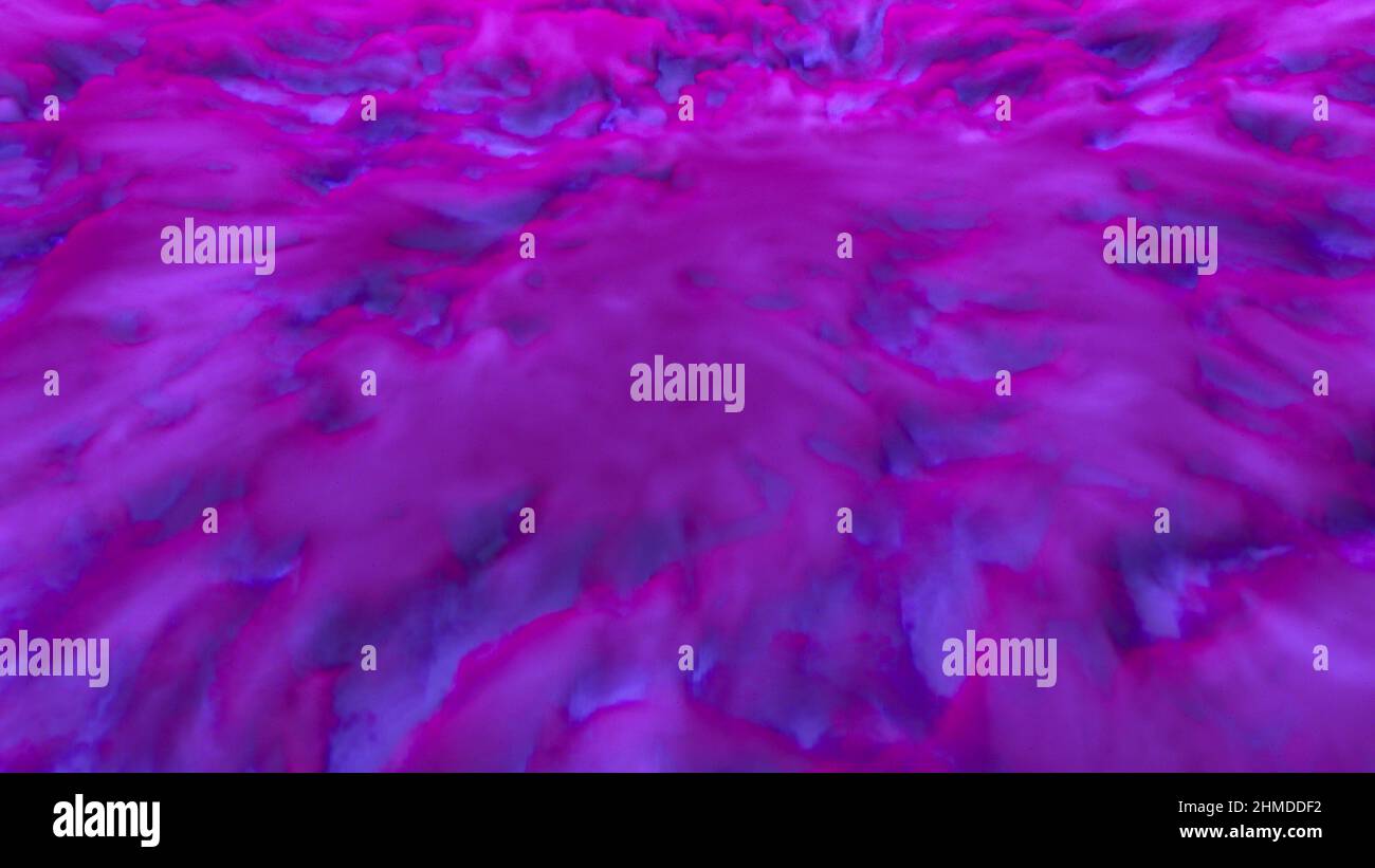 Dynamic foggy flow with wavy gradient 3d render on surface. Futuristic ...