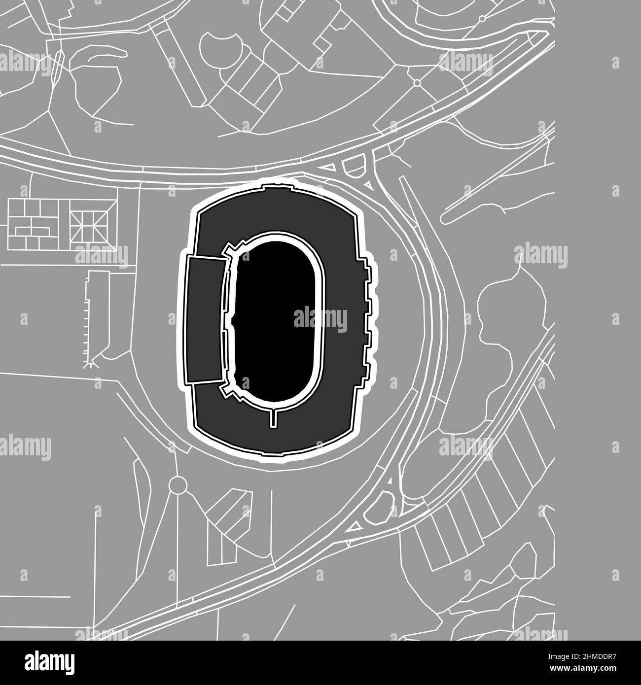 Barcelona, Baseball MLB Stadium, outline vector map. The baseball ...