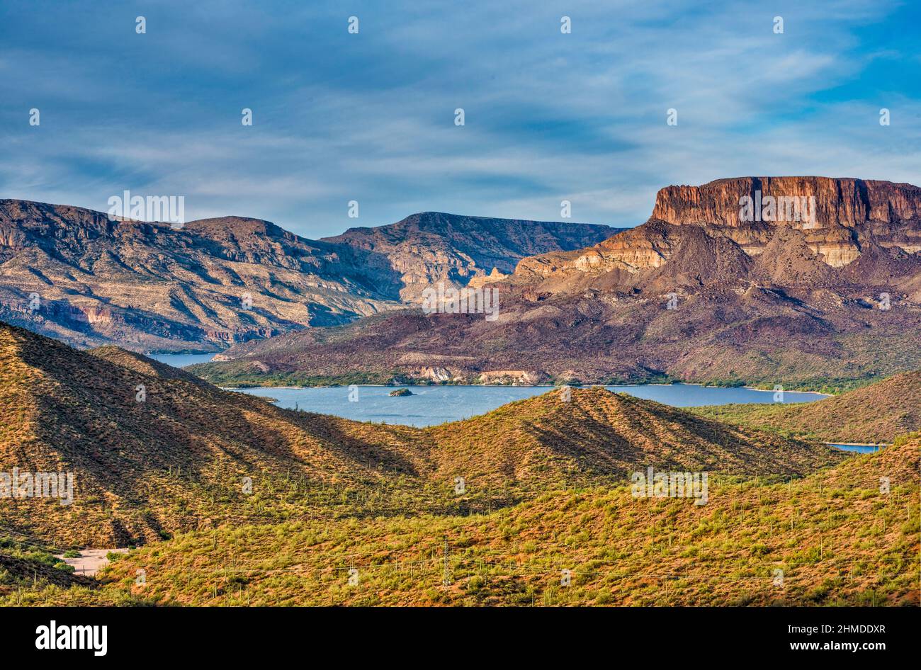 Goat Mountain (right), Horse Mesa (left) over Apache Lake, view from ...