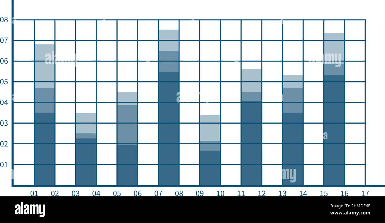 Stacked column diagram. Blue statistic report chart Stock Vector Image ...