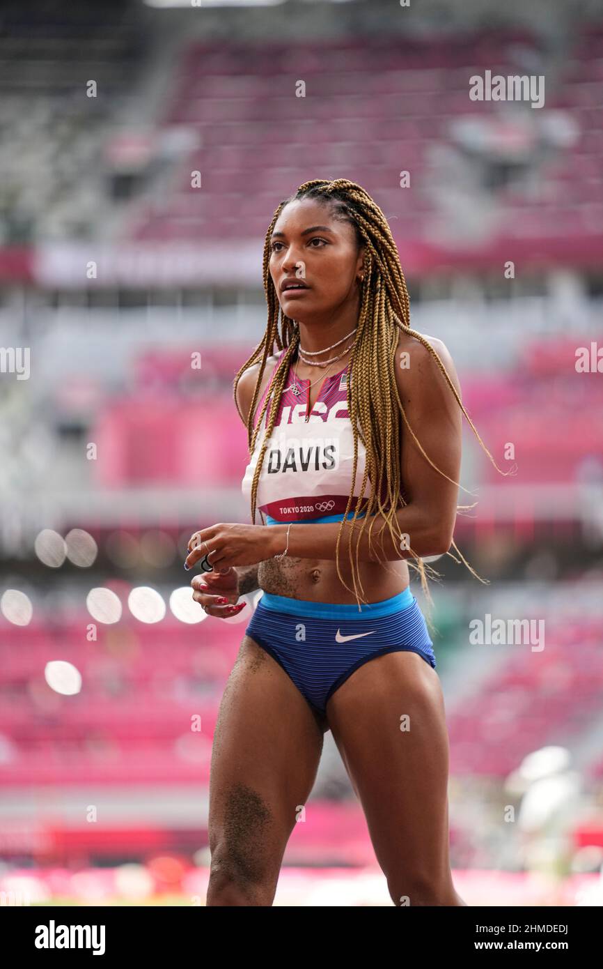 Tara Davis participating in the Tokyo 2020 Olympic Games in the long jump discipline Stock Photo ...