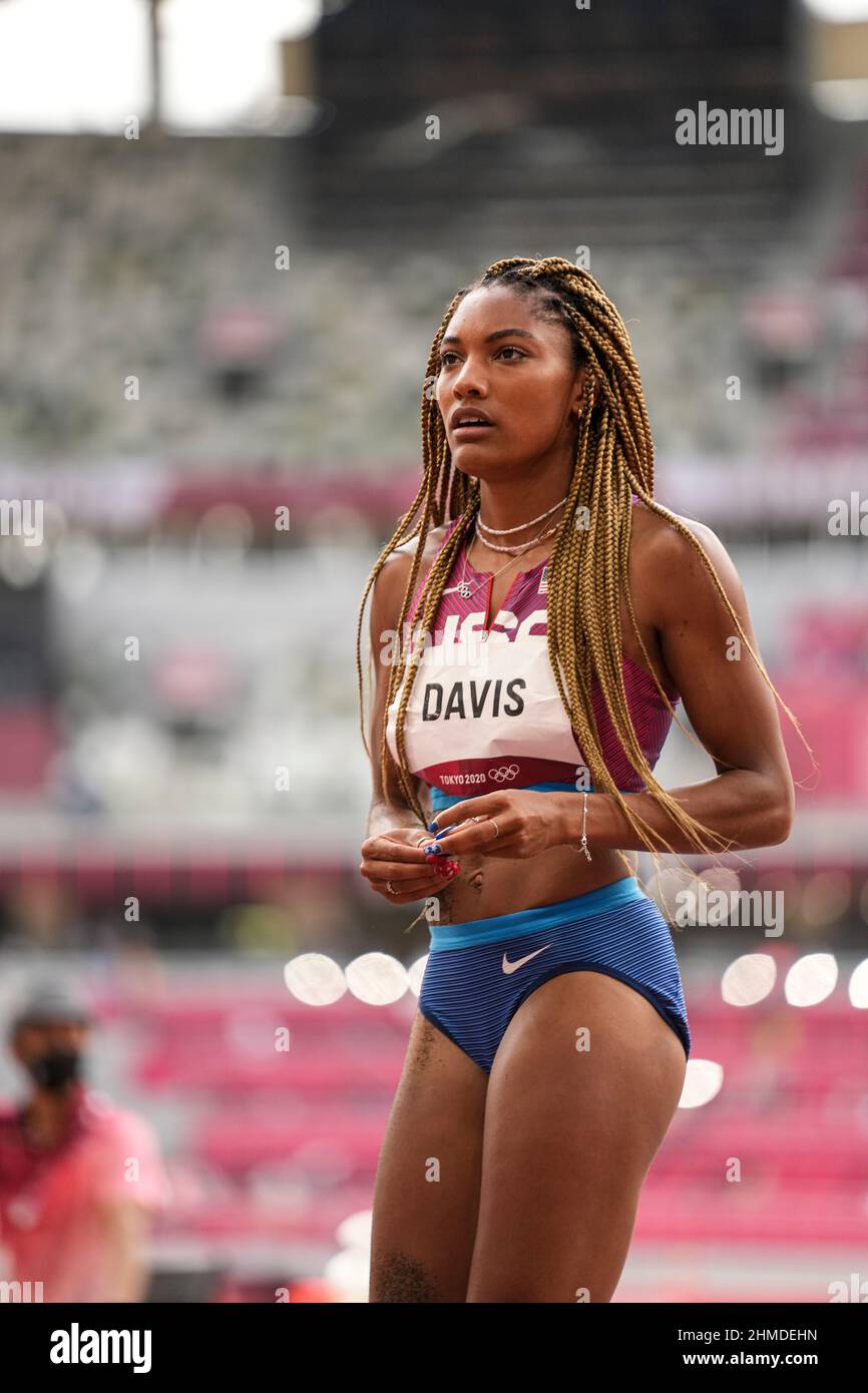 Tara Davis participating in the Tokyo 2020 Olympic Games in the long ...