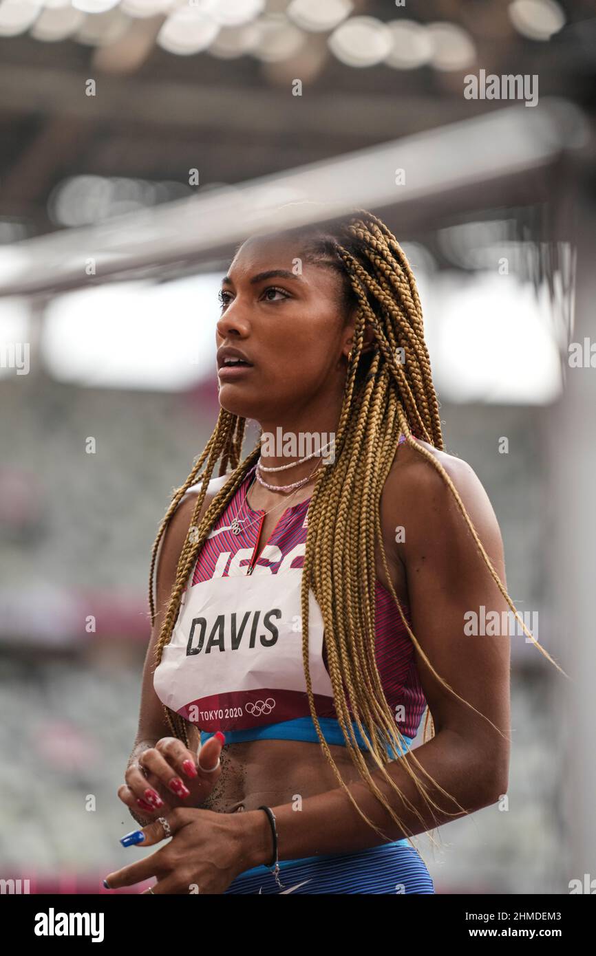 Tara Davis participating in the Tokyo 2020 Olympic Games in the long ...