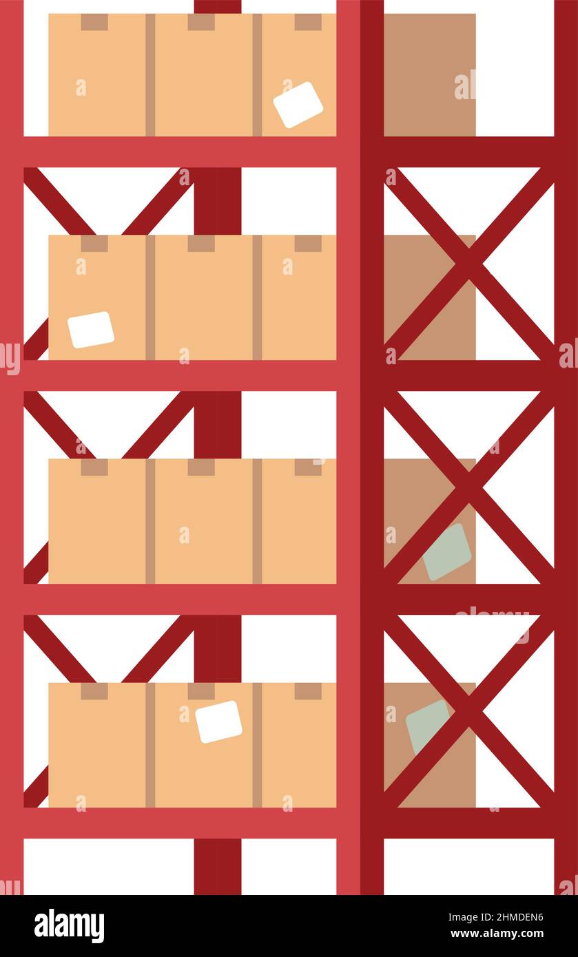 Storage shelves with shipping boxes. Fulfillment warehouse icon Stock ...