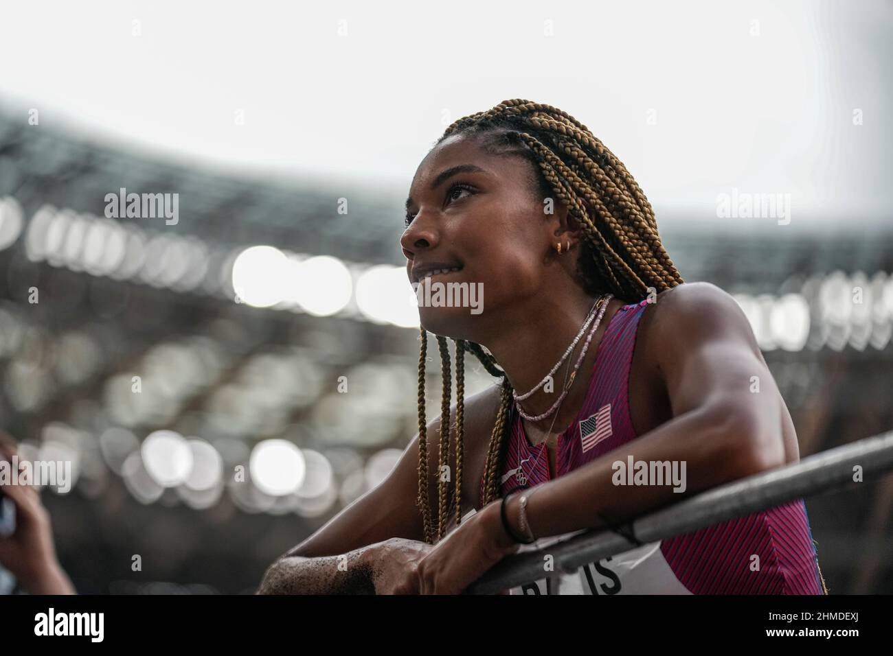 Tara Davis participating in the Tokyo 2020 Olympic Games in the long ...
