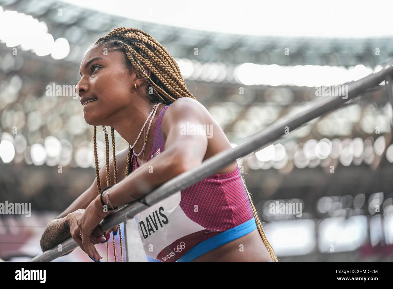 Tara Davis participating in the Tokyo 2020 Olympic Games in the long ...