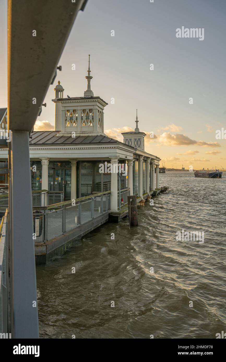 The town Pier, the world’s oldest cast iron pier, at a very high spring ...