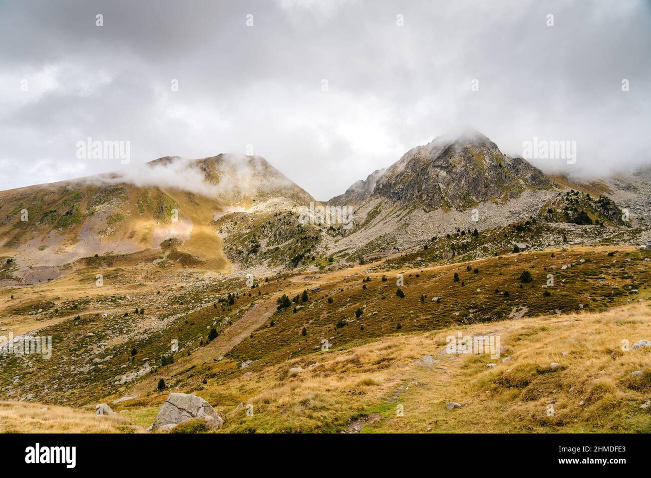 Mountain in the Pyrenees in Cloudy weather, Andorr Stock Photo - Alamy
