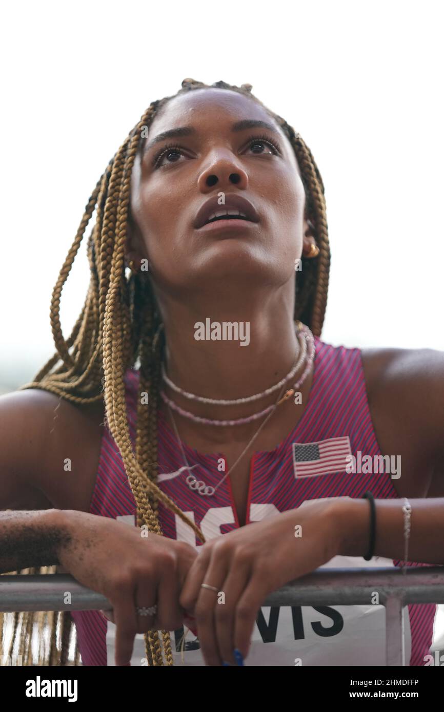 Tara Davis participating in the Tokyo 2020 Olympic Games in the long ...