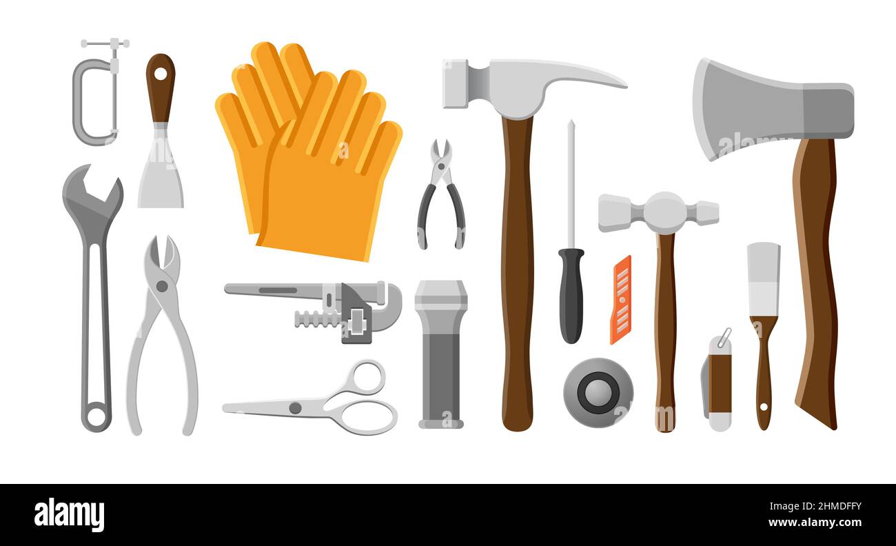 Set of tools vector illustration. Infrastructure and Construction hand ...