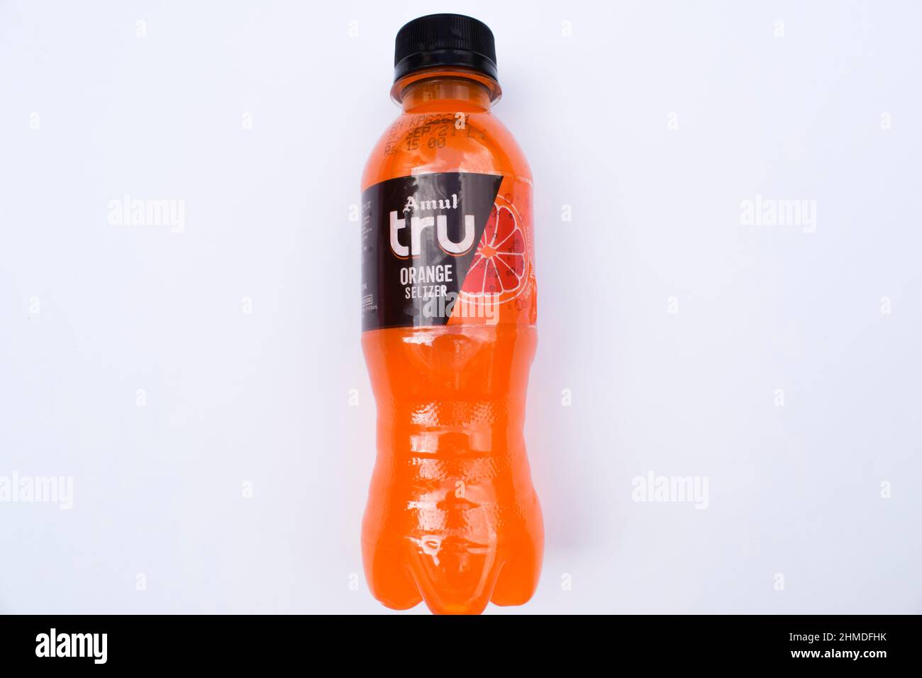 Amul orange Seltzer drink. Indian dairy branded beverage drink Amul tru ...