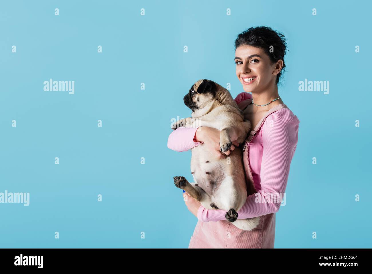 Woman with pug dog hi-res stock photography and images - Alamy