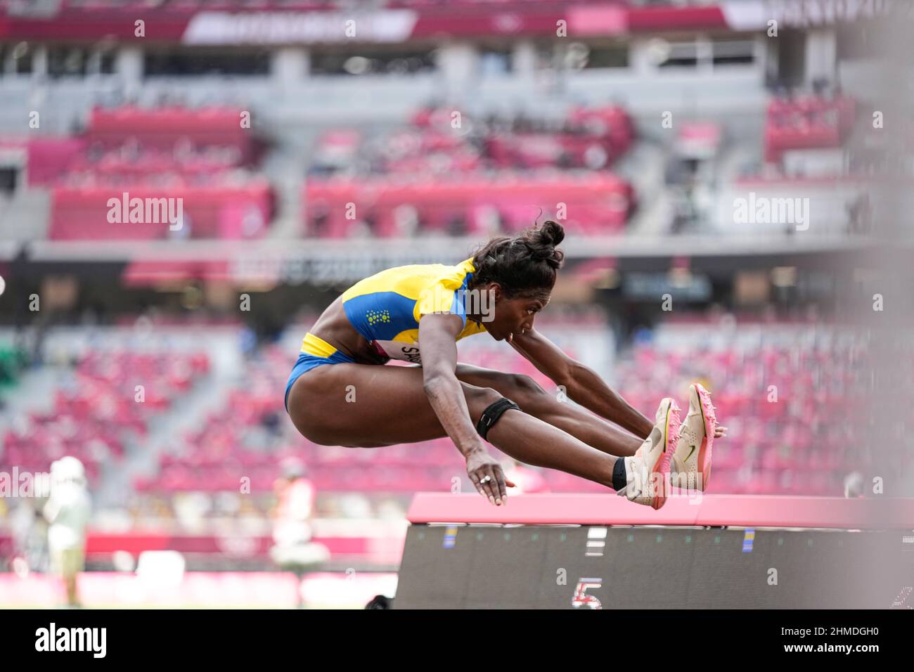 Khaddi Sagnia participating in the Tokyo 2020 Olympic Games in the long ...