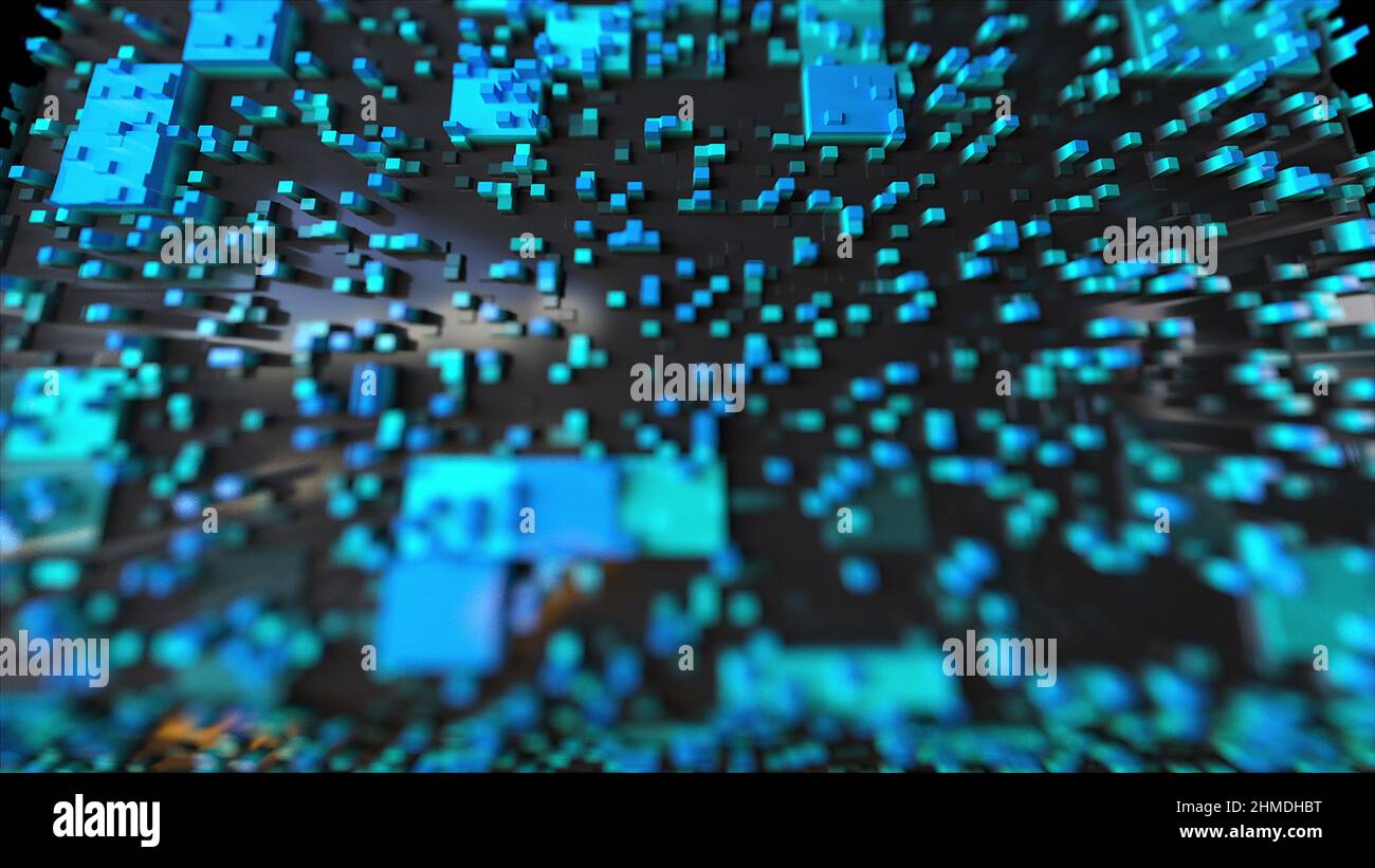 Abstract 3d render of city composition from geometric squares ...