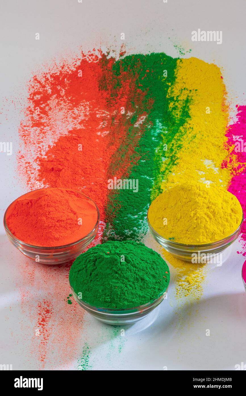Dry Color powders for Holi Indian festival of colors Stock Photo - Alamy