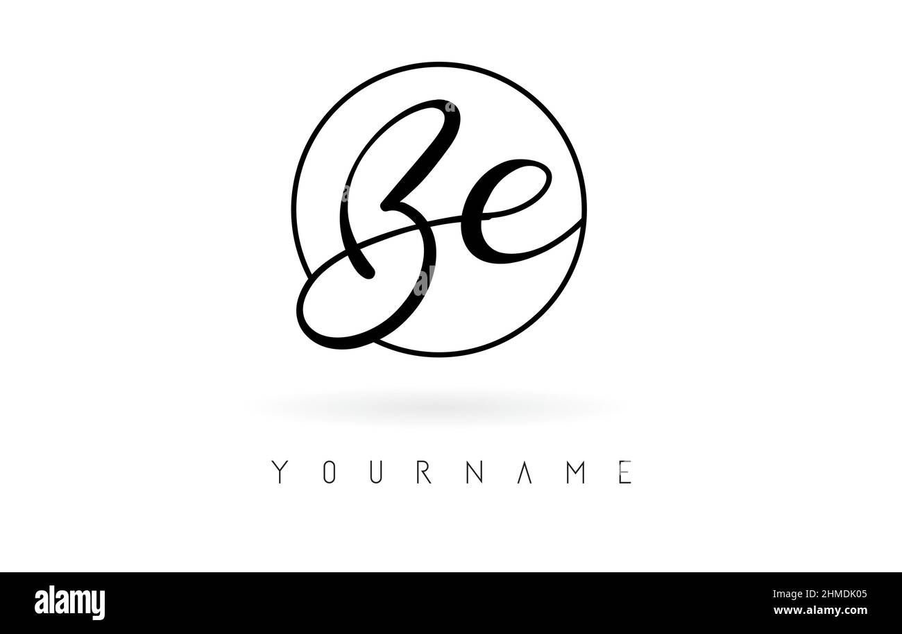 Handwritten letters Be logo design with simple circle vector ...