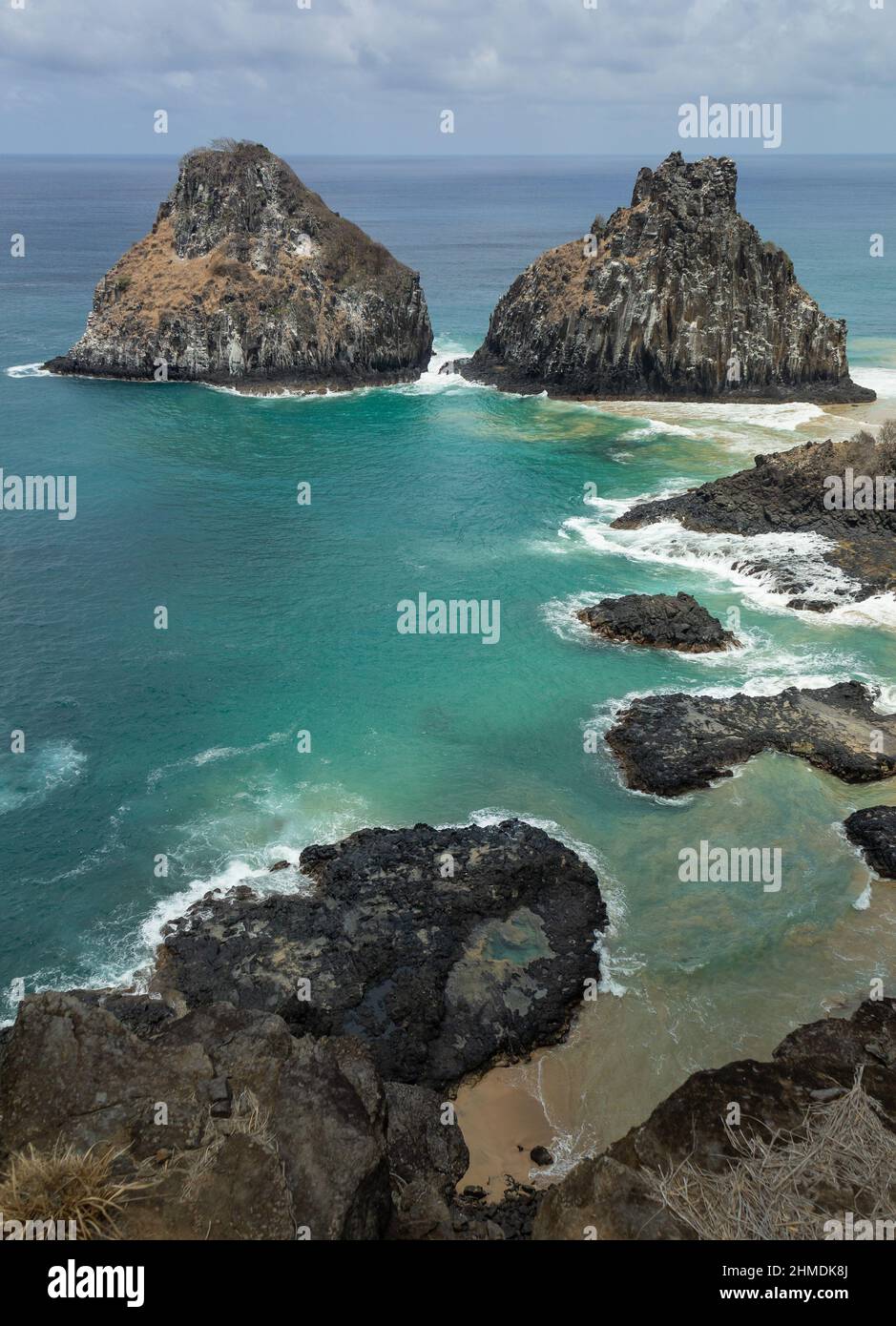 Blue and green water in a beach at Fernando de Noronha archipelago ...