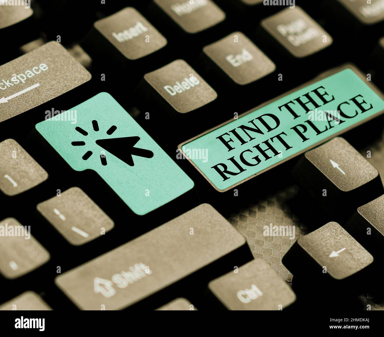 Hand writing sign Find The Right Place. Internet Concept somewhere ...