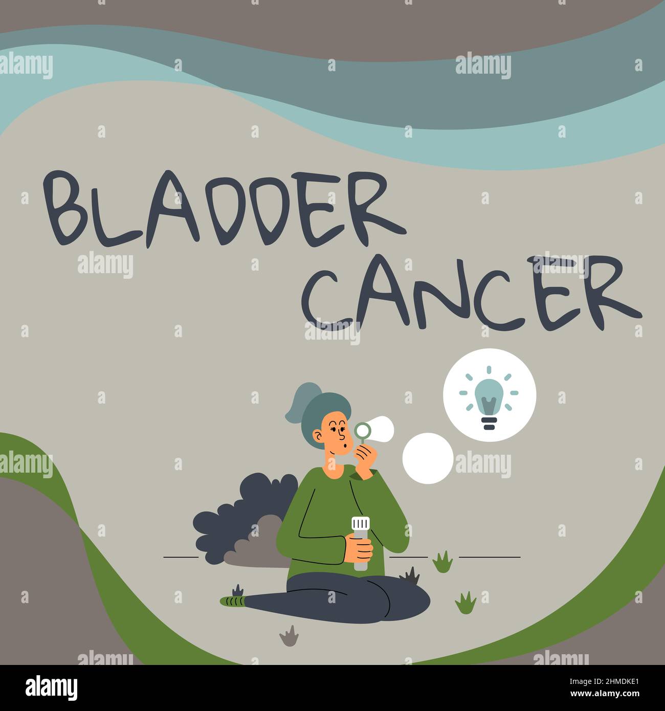 Handwriting text Bladder Cancer. Word for form of cancer that begins in ...