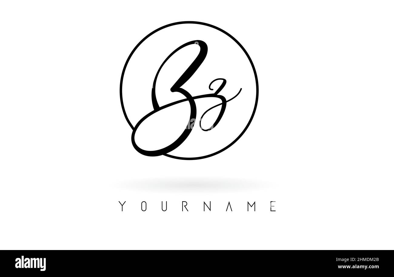Handwritten letters Bz logo design with simple circle vector ...
