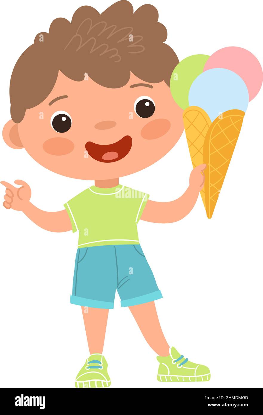 Boy Eating Ice Cream Clipart