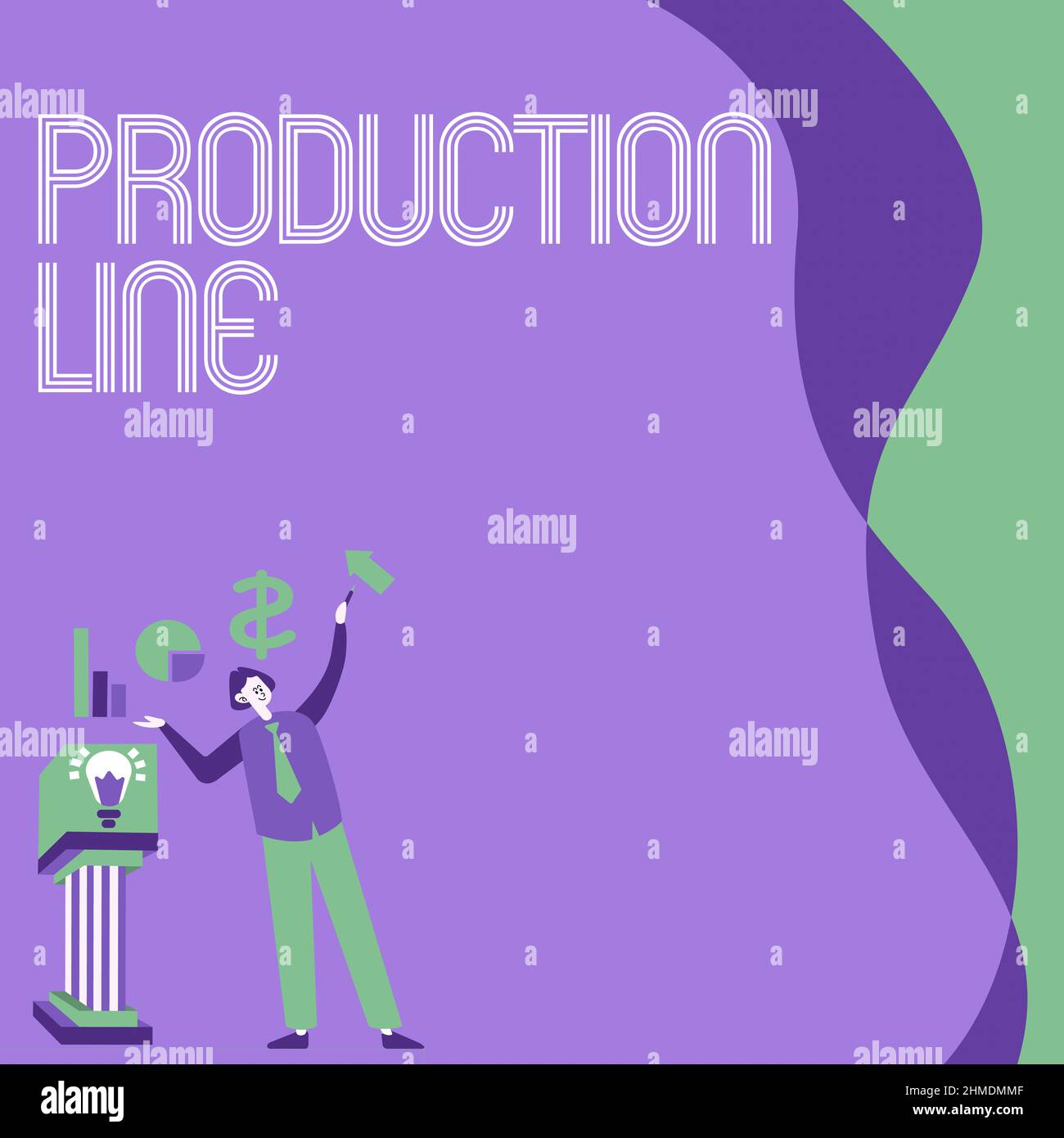 Text caption presenting Production Line. Concept meaning set of ...