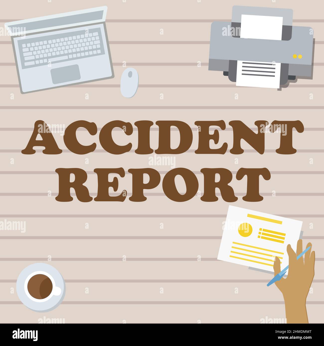 Sign displaying Accident Report. Word Written on A form that is filled ...