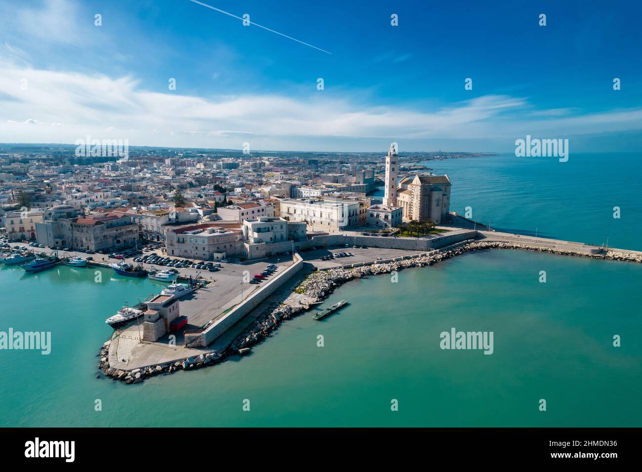 Aerial view of cathedral san nicola pellegrino of trani, puglia ...