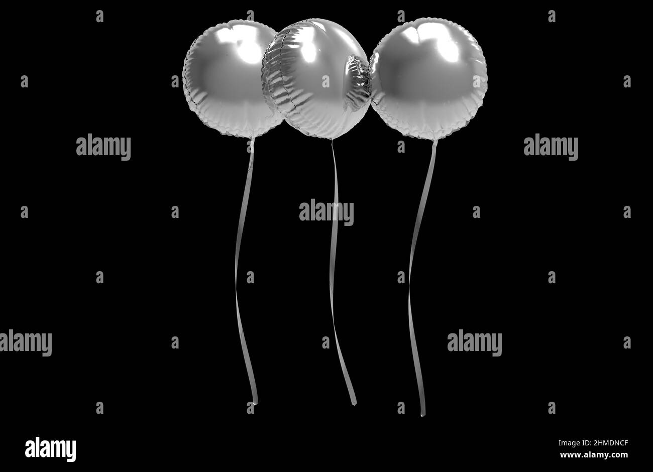 Foil balloons birthday anniversaries celebration 3d illustration Stock ...