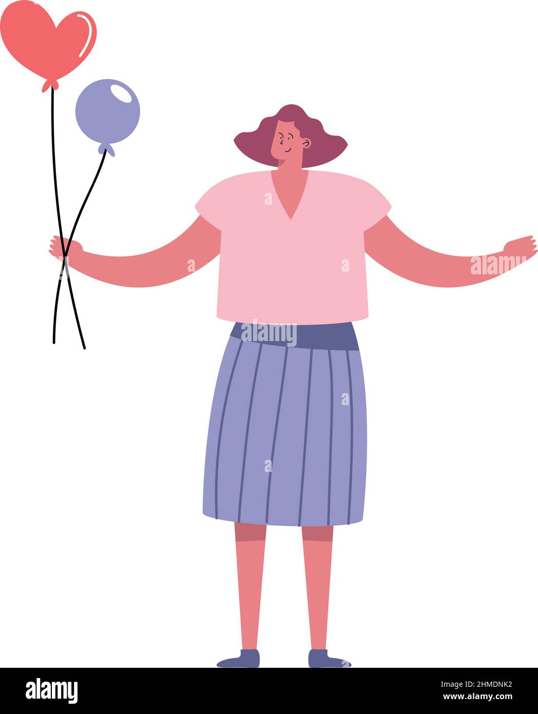 female lover with balloons character Stock Vector Image & Art - Alamy
